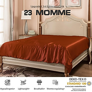 PROMEED Real Silk Queen Duvet Cover with Coner Tie, Both Sides 23 Momme Mulberry Silk, Soft Quilt Cover 1pc with Zipper Closure (Dusk, Queen)