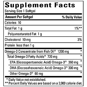 Nature Made Burp Less Omega 3 Fish Oil 1200 mg, Fish Oil Supplements as Ethyl Esters, Omega 3 Fish Oil for Healthy Heart, Brain and Eyes Support, One Per Day, Omega 3 Supplement with 120 Softgels