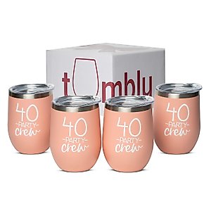 40 Party Crew Tumbler 4-Pack - 40th Birthday Gifts for Women – 40 Birthday Gifts for Women – 40th Bday Gifts for Women -40th Birthday Squad - 40th Birthday Crew - 40th Birthday Cups