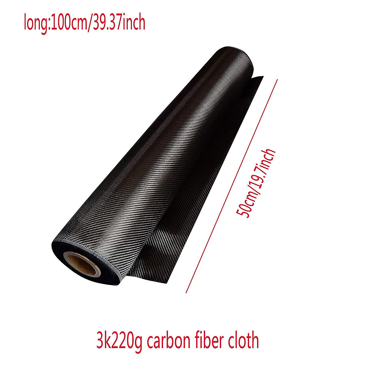 SOFIALXC Carbon Fiber Fabric Cloth 220g/m² (19.7inch x39.37inch)-Twill-50cmx100cm