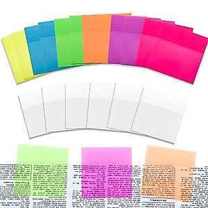 900 Sheets 18 Pieces Transparent Sticky Notes Pads, 3 x 3 Inches Translucent Colored Clear Stickies Notes Waterproof Self Adhesive See Through Memo Sticky Pads, School Office Supplies (Bright Color)