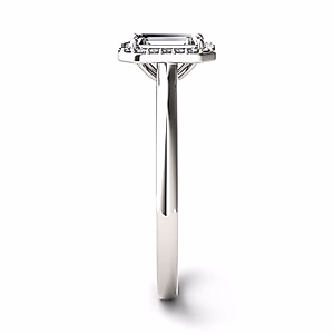 14K White Gold Moissanite by Charles & Colvard 6x4mm Emerald Halo Ring-size 7 0.68cttw DEW