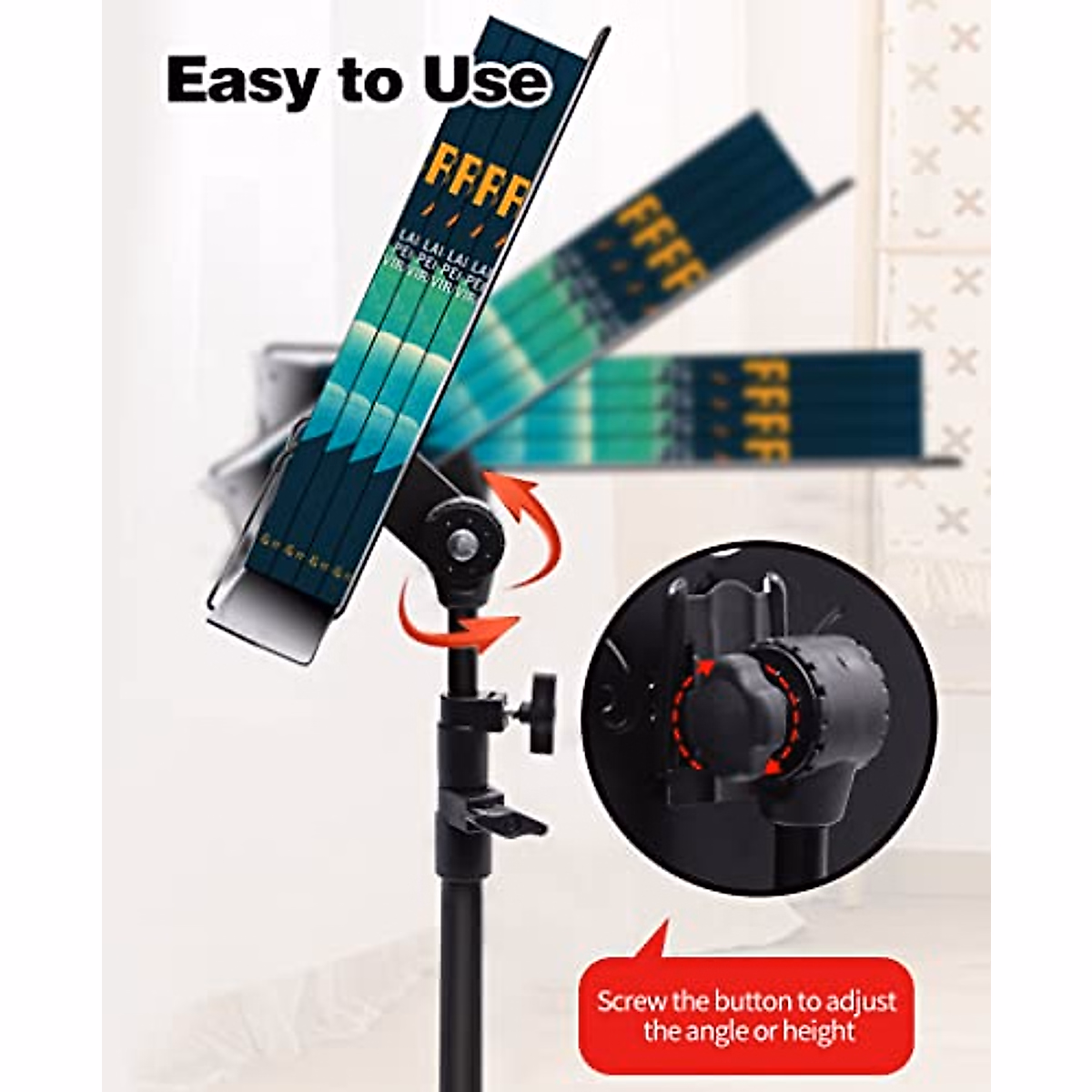 1/2/3 Pack Sheet Music Stand, Adjustable Music Stand with Carrying Bag, Professional Music Book Holder Music Sheet Clip Holder for Guitar, Ukulele, Violin Players(1 Pack)