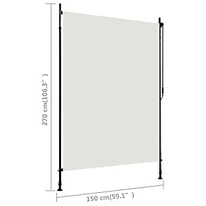 vidaXL Outdoor Roller Blind Vertical Balcony Privacy Porch Pergola Garden Patio Bakyard Terrace Protection Shade Screen 59.1"x106.3" Cream