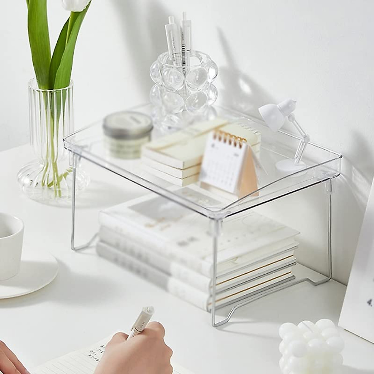 BKDFD Kitchen Rack Desktop Storage Rack Can Be Stacked Disc Folding Cosmetic Bathroom Storage Rack