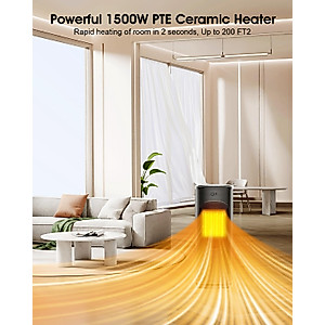 Electric Space Heater Indoor Use, 1500W Fast Heating PTC Portable Heaters with Thermostat and Remote, 12H Timer, Overheating Protection, 60° Oscillation, Room Ceramic Heater for Office Bedroom Home