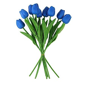 10PCS Artificial Flowers Bend Randomly PU Plastic Tulip Artificial Flowers Real Touch Silk Flower for Wedding Bridal Party Home Holidays Garden Birthday Office Décor DIY