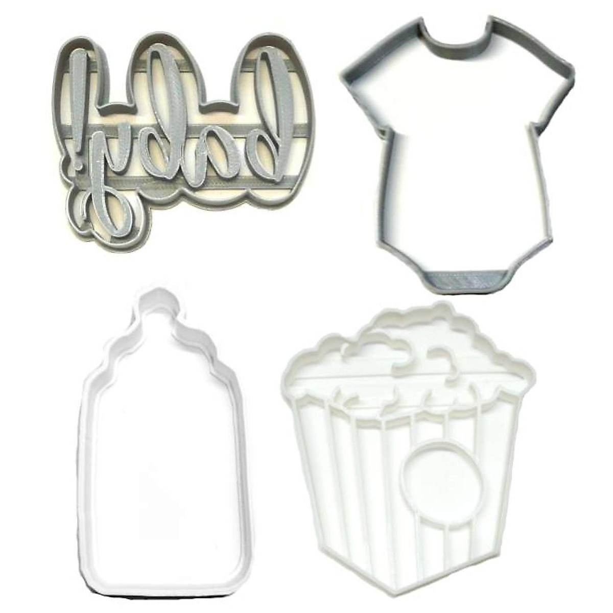 SHES ABOUT READY TO POP BABY SHOWER THEME KIT POPCORN ONESIE SET OF 4 COOKIE CUTTER USA PR1231