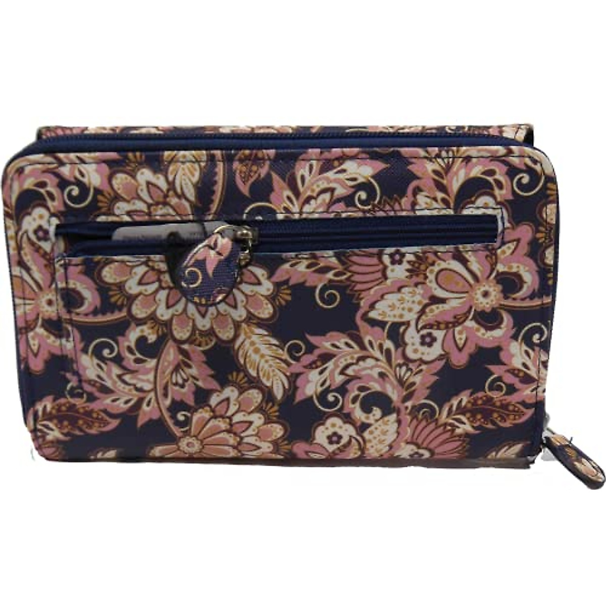 MUNDI Women's Vegan Faux Leather MY BIG FAT WALLET Flap RFID Clutch Ladies i656x (Blue Floral)