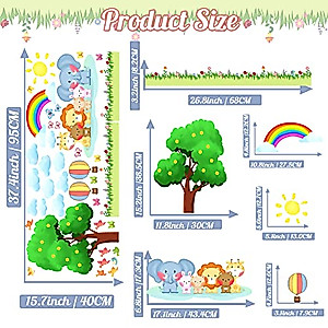KOKOLAP Tree Animal Wall Stickers,Forest Animal Wall Decal Baby Room Decor,Nursery Wall Decor Rainbow Wall Stickers Peel and Stick,Elephant Bear Wall Sticker Kids Room Bedroom Classroom Playroom Decor
