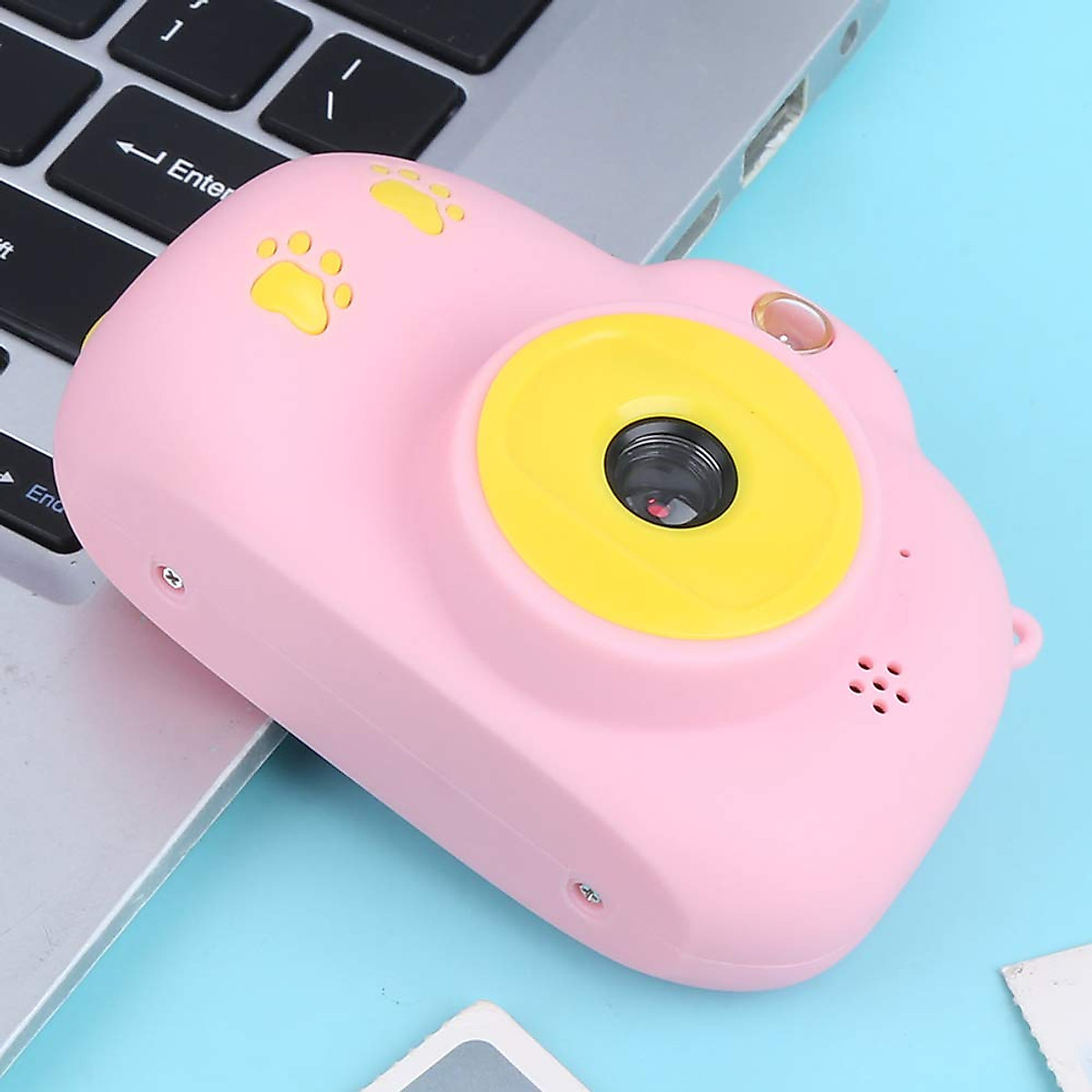 Kids Digital Camera, Cartoon Digital Camera, Mini Toy Camera for Girls Boys Birthday Gifts, with 2.0 Inch IPS Screen, Antilost Rope, Support Multilanguage, Pink (Pink)