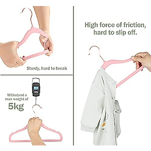 TIMMY Baby Velvet Hangers Non-Slip Baby Clothes Hangers, 11.8” Inch 50 Pack Space Saving Childrens Hangers -360° Swivel Rose Gold Hook, Strong & Durable Infant/Toddler Pink Hangers