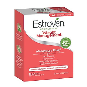 Estroven Weight Management for Menopause Relief - 30 Ct. - Clinically Proven Ingredients Help Manage Weight, Provide Night Sweats & Hot Flash Relief - Drug-Free & Gluten-Free Caplets