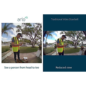 Arlo Essential Wired Video Doorbell - HD Video, 180° View, Night Vision, 2 Way Audio, Direct to Wi-Fi No Hub Needed, Wired, White – AVD1001 RENEWED