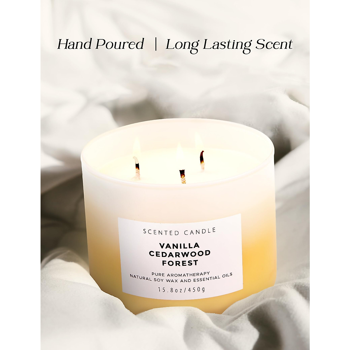 Vanilla Cedarwood Forest Candle - Large 3 Wick Scented Candle - Winter Balsam Fir Candle with Clove & Cedar - Natural Soy Candle for Home 15.8 oz - Aromatherapy Holiday Candle Gift for Women & Men