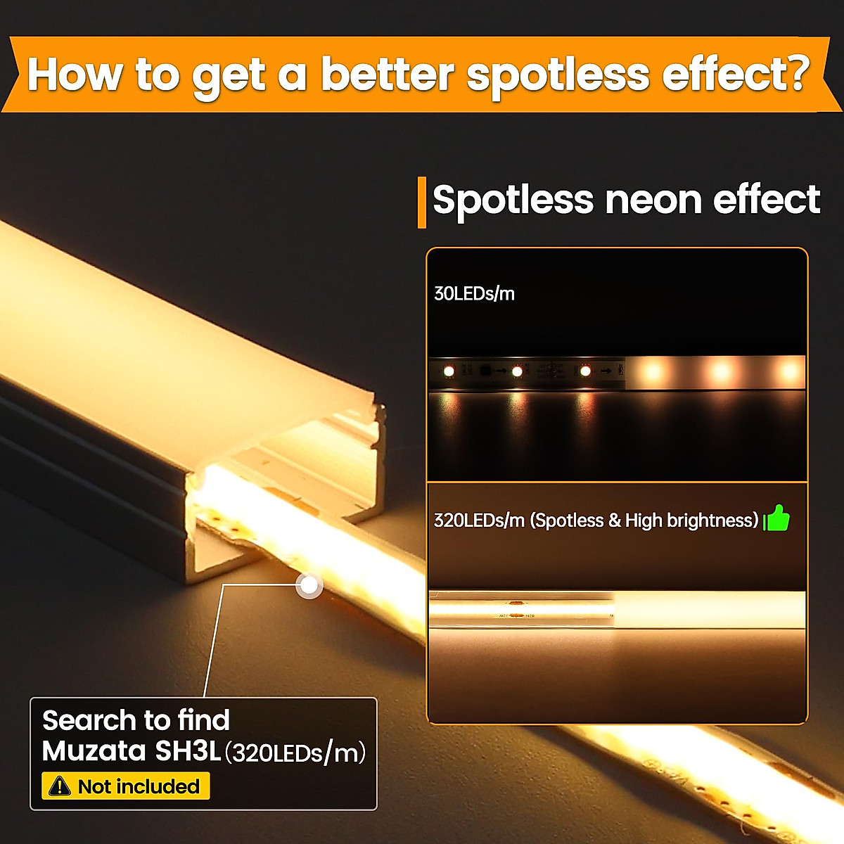 Muzata 10Pack 6.6FT/2M Wider LED Channel Black Aluminum LED Diffuser Channel with Milky White Cover U102 BW 2M