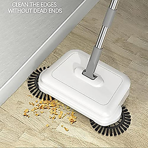 Hand Push Sweeper - Home Sweeping Mopping Machine Vacuum Cleaner Sweep Carpet and Floor Sweeper with Dual Rotating System 2 Corner Edge Brushes Cleaning Sweeper Tool Sweeping Robot