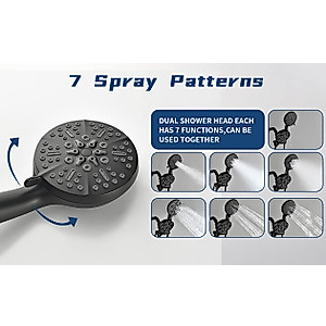 3 Handle Shower Faucet Set with Tub Spout Bathtub Shower Faucet Combo Set Shower System Complete Tub and Shower Trim Kit Matte Black Wall Mounted Shower Fixtures