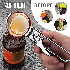 Adjustable Stainless Steel Can Opener, Master Opener Jar Opener, Water Bottle Opener, Lid off Jar Grip Opener, Cap Opener for Weak Hands Seniors (A)