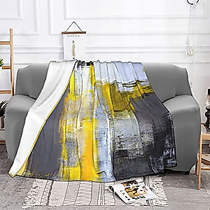 Yellow Abstract Soft Flannel Fleece Blanket Breathable Throw Blanket Halloween Chirstmas Days Rustic Cozy Blanket for Couch Sofa Bed Living Room Suitable for All Season 50x60 inch