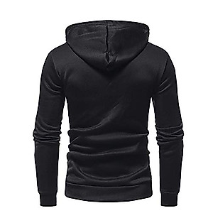 Thenlian Men‘s Long Sleeve Autumn Winter Patchwork Zipper Hoodies Top Blouse Tracksuits Hooded Sweater(L, Black 4)