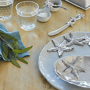MARIPOSA STARFISH SMALL OVAL PLATTER | | BRILLANTE | TABLEWARE | PLATTERS | RECYCLED SANDCAST ALUMINUM | HANDMADE IN MEXICO