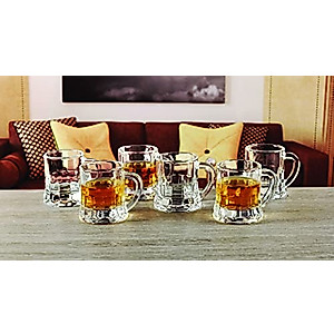 Elle Decor Shot Glasses, Set of 6 Shot Glasses for Liquor & Spirits, 1.7 Ounces, Clear, Bar Drinkware Gift Set for Men & Women, Wedding Favors, Groomsmen & 21st Birthday, Mini Mug Design)