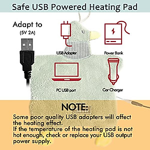 CRIMMY Heating Pad for Period Menstrual Cramps Pain Relife, Cute Small Portable Heat Pads for Travel, Mini Stuffed Animal USB Electric Hot Pack for Back Neck Eyes Hands … (Grey Duck)