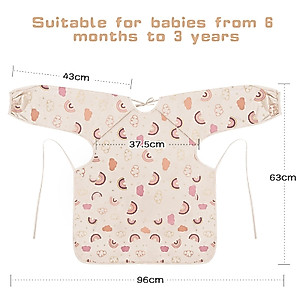 Vicloon Coverall Baby Feeding Bib, Weaning Bib Attaches to Highchair and Table, Long Sleeves Bib with Waterproof, Comfortable,Machine Washable, Baby Bib For 6 Month to 3 Years Old (Pink)