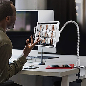 AboveTEK Gooseneck Tablet Holder, Aluminum iPad Stand Flexible Long Arm iPad Desk Mount for Bed Kitchen Office, Heavy Duty Tablet Mount Stand Compatible with iPad iPhone 6-13Pro, Fits for 3.5" - 11"