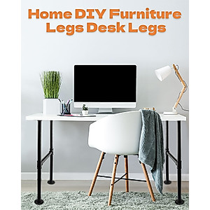 MUZIK 30 Inch Industrial Table Legs, 2 Pack Grey Steel Metal Pipes Vintage Furniture Legs, for Coffee and End Table Legs, 30 in H x 14 in W