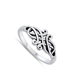 Oxidized Celtic Knot Infinity Eternal Ring .925 Sterling Silver Band Size 11