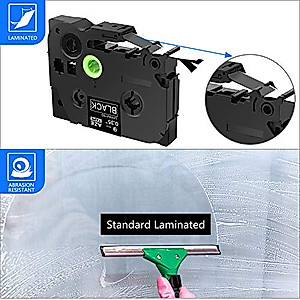 GREENCYCLE Compatible for Brother TZe-315 TZ-325 Laminated Label Tape White on Black 6mm (1/4") 9mm 3/8 inch for P Touch PT2430PC 1890C PT-D210 300BT PT-1010 PTH100 D200, 4 Pack