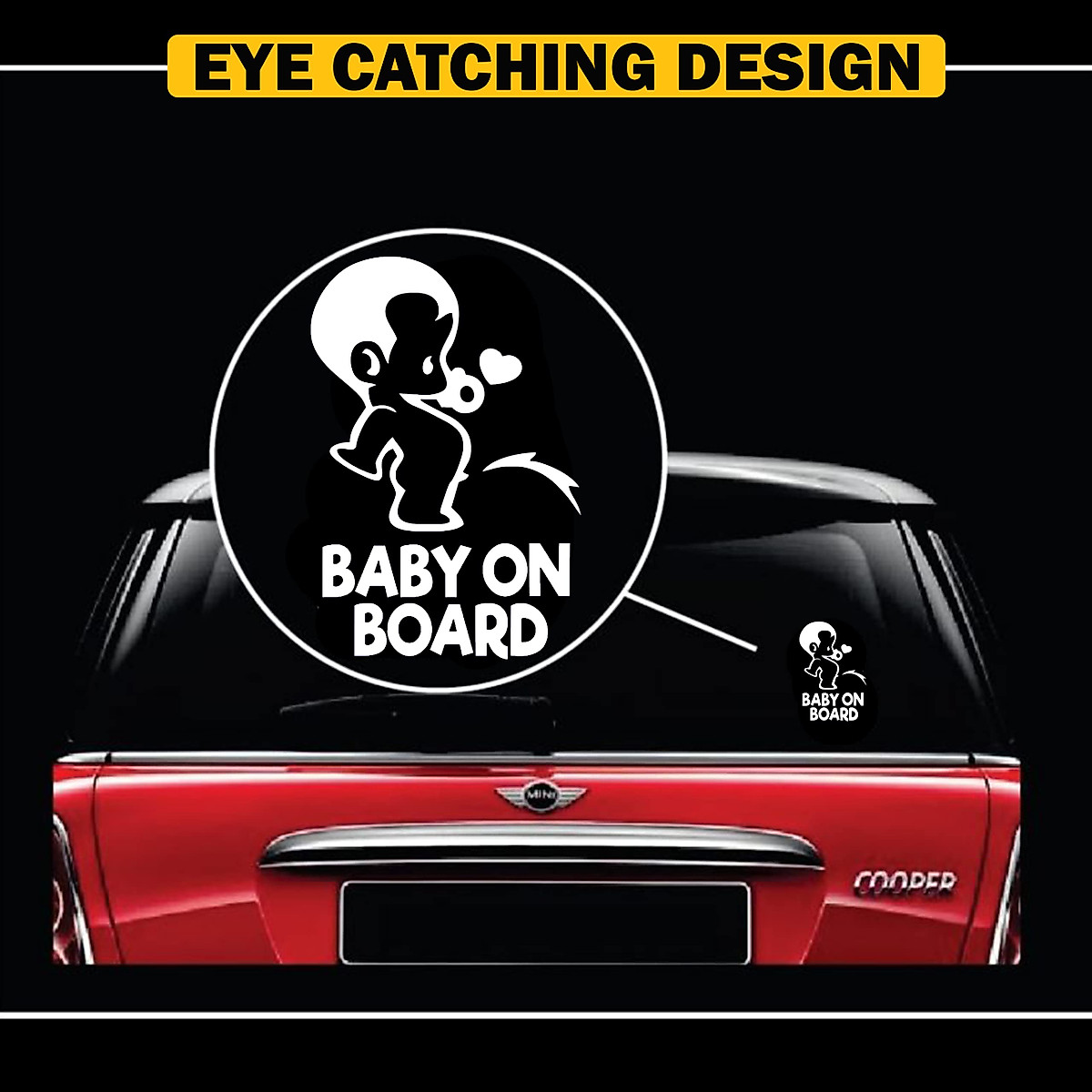 TOTOMO Baby on Board Sticker for Cars Funny Cute Safety Caution Decal Sign for Car Window and Bumper No Need for Magnet or Suction Cup - Peeing Boy (2 Pack)