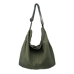 Large Canvas Shoulder Bag for Women with Zipper Hobo Bag Fashion Tote Purse Cute Crossbody Bag School Bag