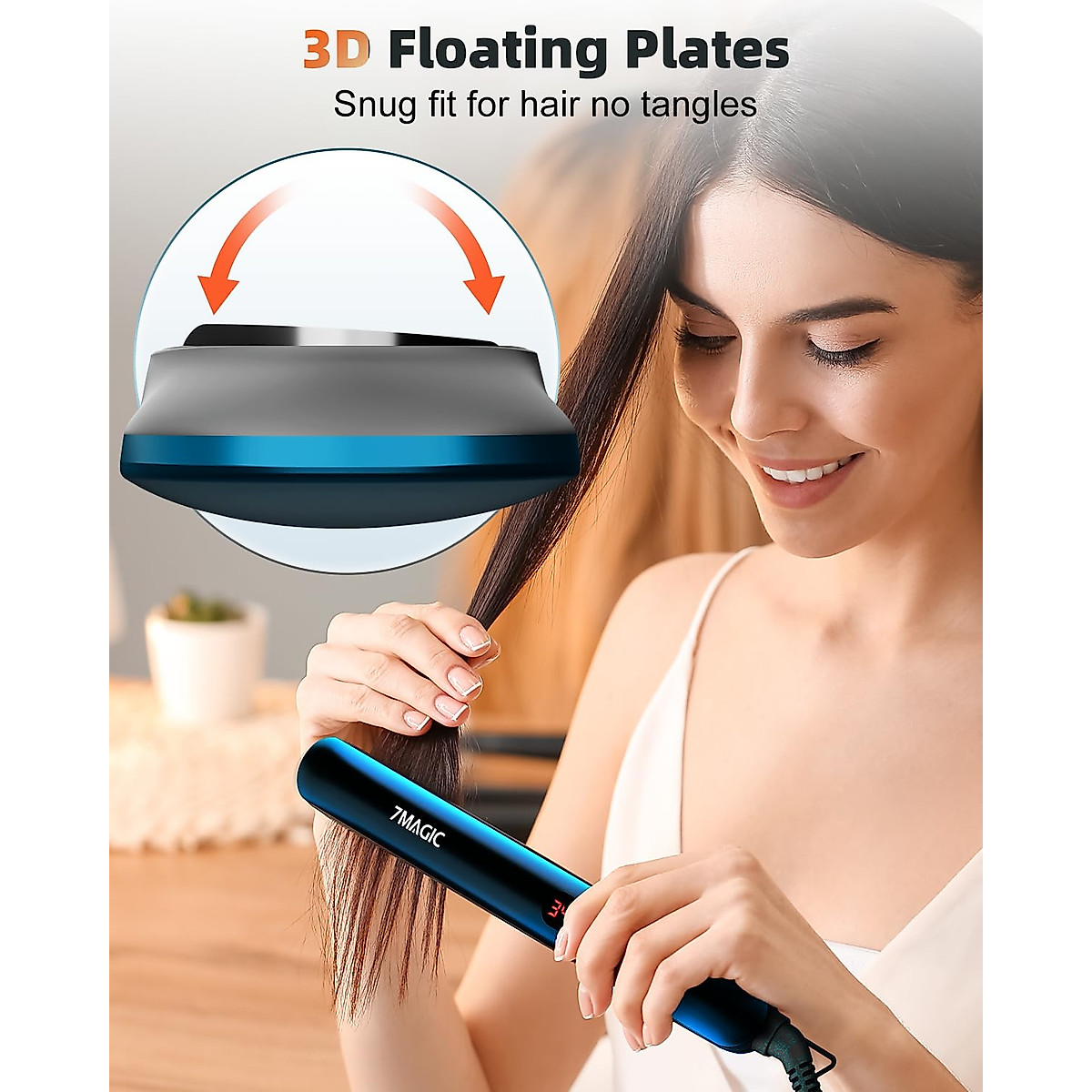 Negative Ion Flat Iron Hair Straightener, Ceramic Hair Straightener with LCD, 1" Flat Iron with 11 Heat Settings, Professional 2 in 1 Hair Iron for Thick Hair, Anti Static & Auto Shut-Off