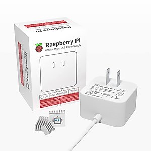 Official Raspberry Pi Power Supply Adapter with 3PCS IoTCrazy Heatsink, for Raspberry Pi Micro-USB Boards, Support 3 B+/Pi 3 /Pi Zero W/Pi Zero/Pi 1 /Pi 2 /Pico, 5.1V 2.5A, US Plug, White (Official)