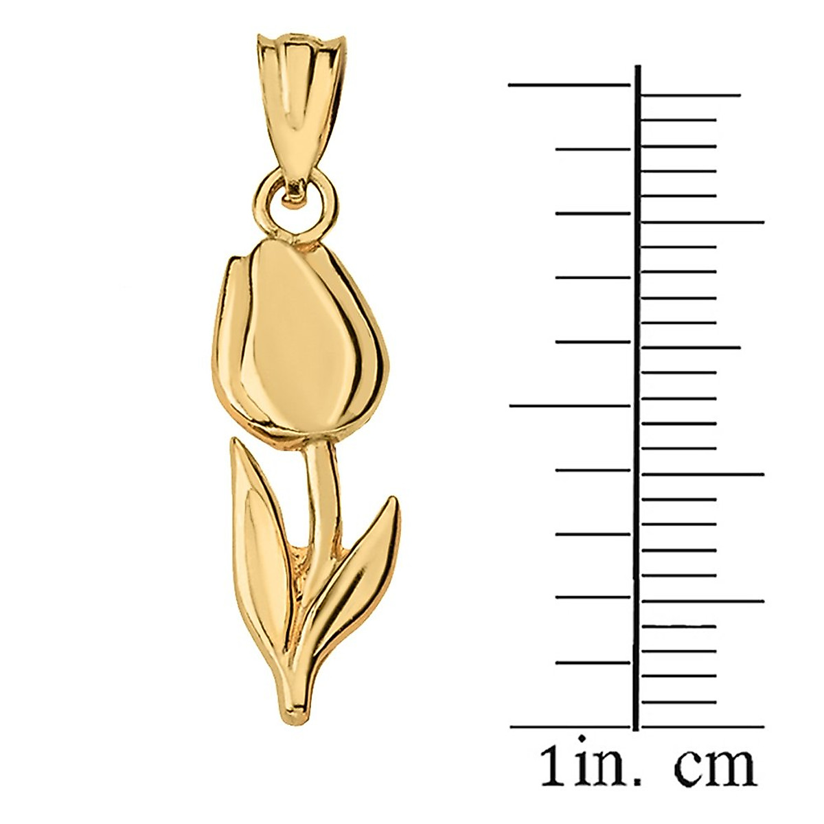 Women's Fashion 14k Yellow Gold Tulip Flower Charm Pendant