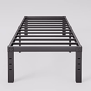 Sunnydaze Twin Bed Frames 16 Inch High Heavy Duty Steel Slats Without Headboard,No Box Spring Needed,Storage Underneath,Noise Free,Easy Assembly,Black