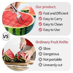 Watermelon Fruit Cutter Slicer Tool 3-IN-1,Stainless Steel Fruit Fork Spoon Knife Tool for Camping Outdoor Party (1PCS)