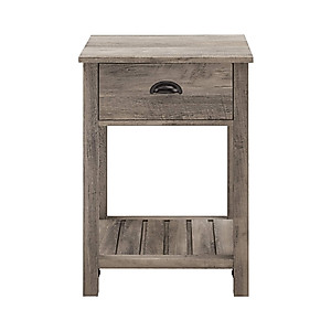 18 Inch Farmhouse 1 Drawer Side Table with Grey Wash Finish