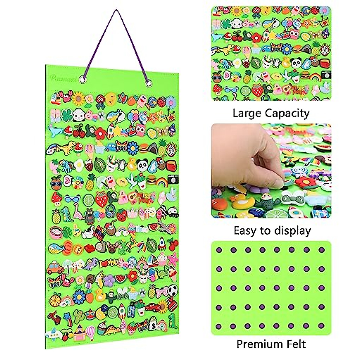 PACMAXI Shoe Charms Organizer, Hanging Shoe Charm Holder with 180 Holes, Portable Shoe Decoration Croc Charms Display Stand, Wall Mounted Display Holder for Shoe Charms(Croc Charms Not Included)