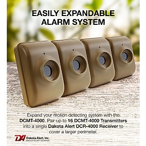 Dakota Alert DCMT-4000 Passive Infrared Motion Detector Transmitter - Wireless Driveway Alarm System for Home Security and Proximity Sensor (Renewed)