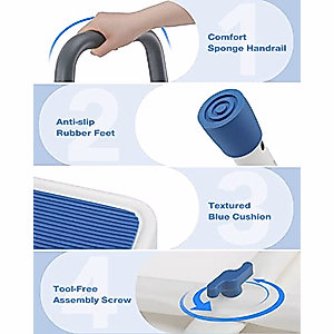 GreenChief Metal Step Stool with Handle, Bed Medical Foot Step Stool for Elderly, Handicap, Adults, One Stepping Stool with Handrail for Bedroom Bathroom (Heavy Duty 500 Lbs Support)