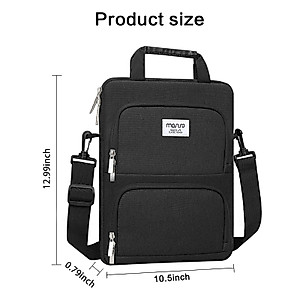 MOSISO 360 Protective Vertical Tablet Shoulder Bag Compatible with iPad Pro 12.9 inch M2 & M1 (6th/5th/4th/3rd Gen) 2022-2018,Surface Pro 12.3 inch X/7/6/5/4/3/2/1 with 2 Curved Pockets, Black