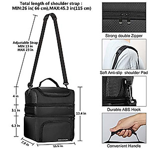 SEEHONOR Insulated Lunch Bag, 18L Leakproof Reusable Large Capacity Bag with Adjustable Strap, Three Deck Lunch Box for Office Camping Hiking Outdoor Picnic Beach