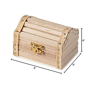 3.5” Unfinished Wood Treasure Chest by Make Market - Ready-to-Decorate Wood Box for Trinkets, Coins, Valuables - Bulk 12 Pack