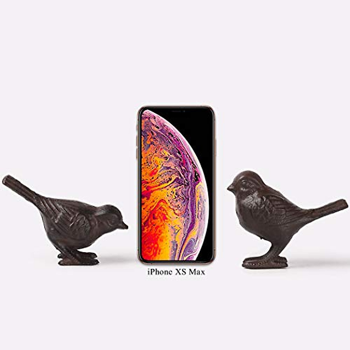 BRASSTAR Rustic Cast Iron Bird Statue Farmhouse Home Garden Decor Collectible Figurines Gift Replica Rust Color a Pair of Birds PTZD053