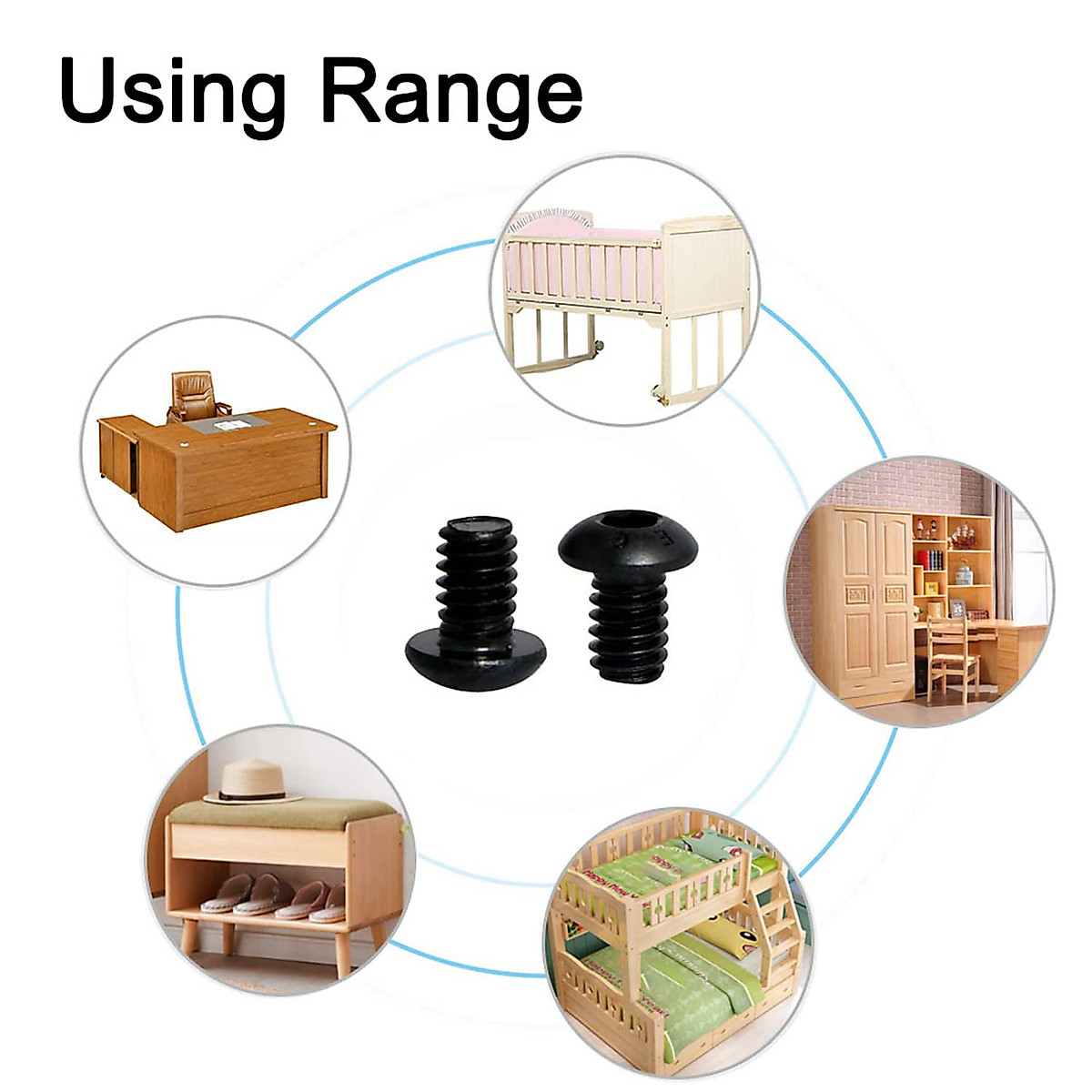 Aopin 1/4-20 x 5/8" Hex Socket Cap Screws, Button Head Socket Cap Screws, 10.9 Grade Alloy Steel, Black Oxide Finish, Fully Threaded, 50Pcs