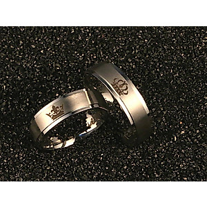 Her King/His Queen Ring Silver Stainless Steel Wedding Bands Engagement Promise Rings Anniversary Present (stainless-steel (her king), 7.5)
